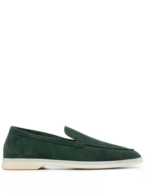 SCAROSSO Suede And Leather Slip-on Loafers - Green