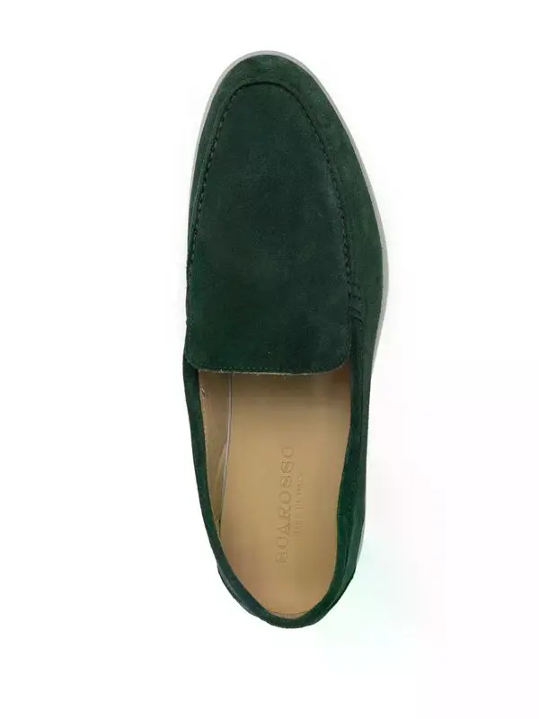 SCAROSSO Suede And Leather Slip-on Loafers - Green