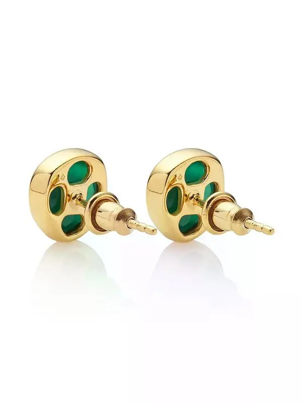 Monica Vinader Siren Stud Green Onyx Earrings - Gold