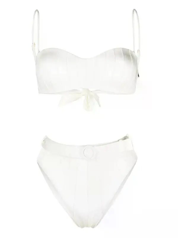 NOIRE SWIMWEAR High-waist Belted Bikini Set - Neutrals