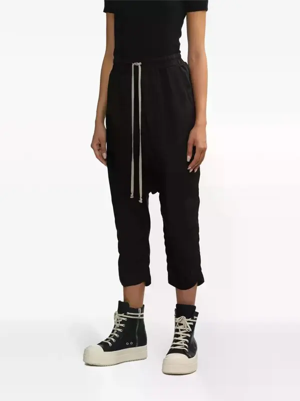 Rick Owens Pressed-crease Drawstring Cropped Trousers