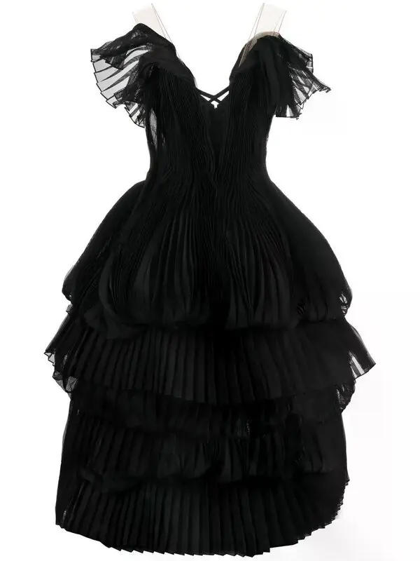 Marchesa Pleated Tiered Gown