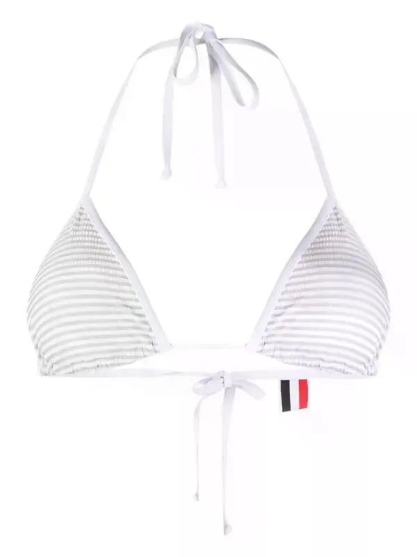 Thom Browne Logo-patch Bikini Top - Grey