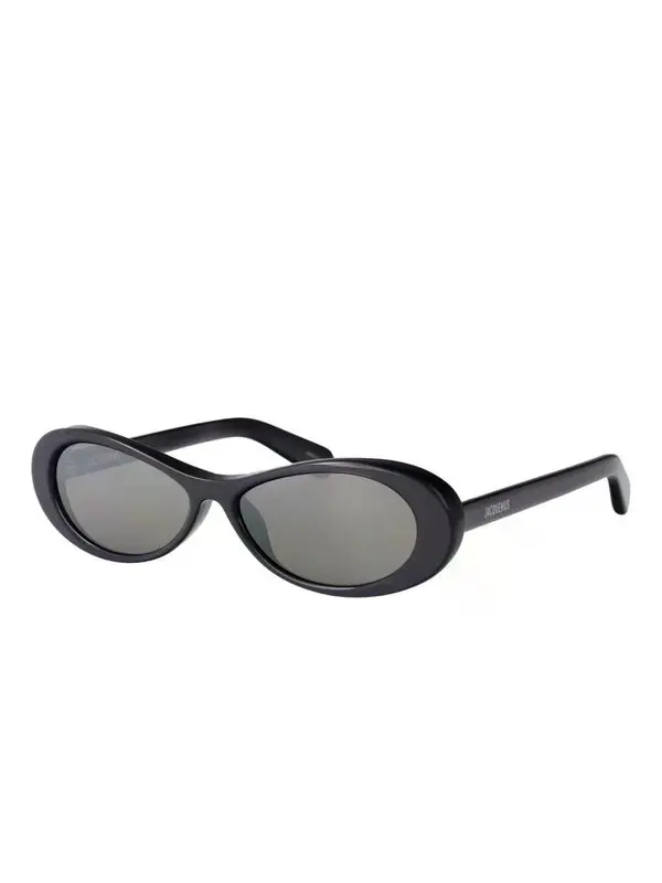 Jacquemus Oval Frame Sunglasses With Logo Detailing - Black