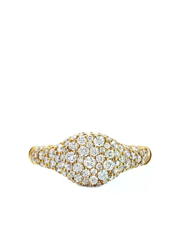 David Yurman 18kt Yellow Petite Pavé Diamond Pinky Ring - Gold