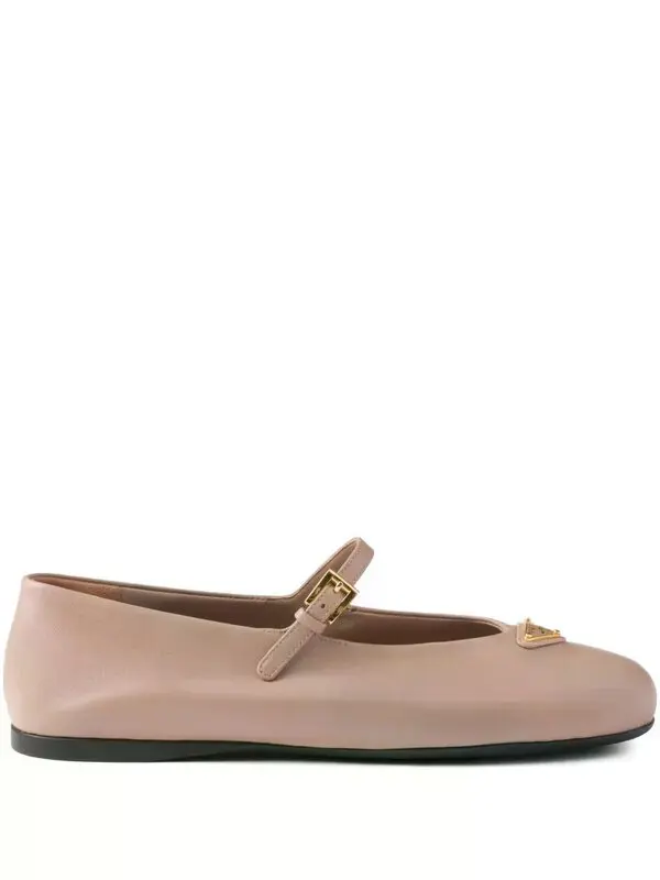Prada Nappa Leather Ballet Flats With Enamelled Triangle Logo - Pink