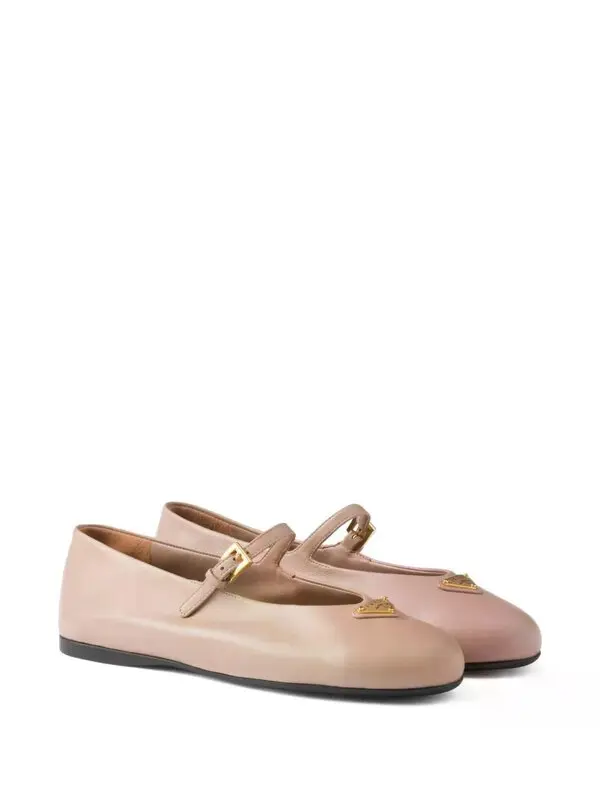 Prada Nappa Leather Ballet Flats With Enamelled Triangle Logo - Pink