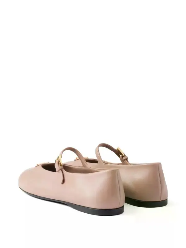 Prada Nappa Leather Ballet Flats With Enamelled Triangle Logo - Pink