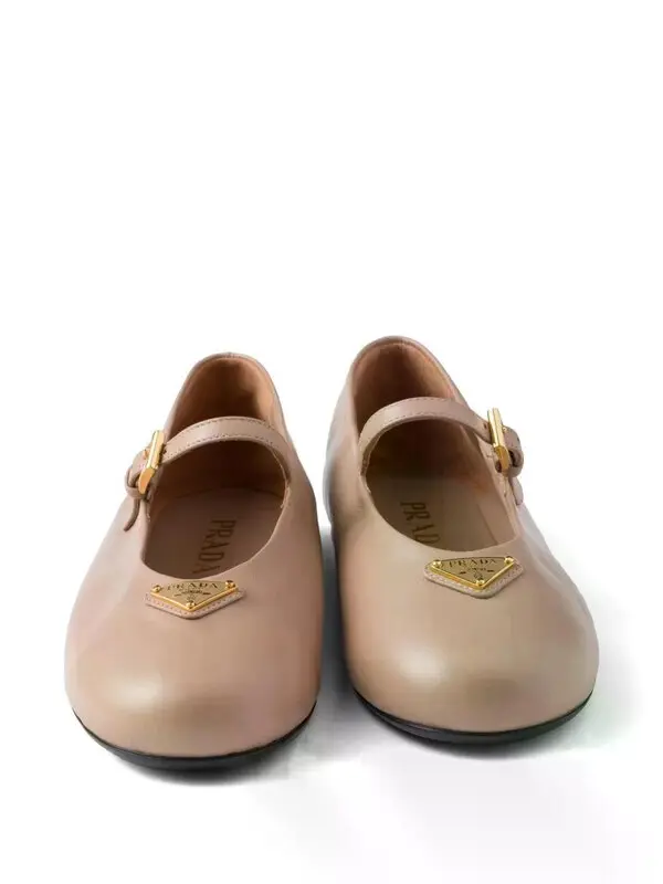 Prada Nappa Leather Ballet Flats With Enamelled Triangle Logo - Pink