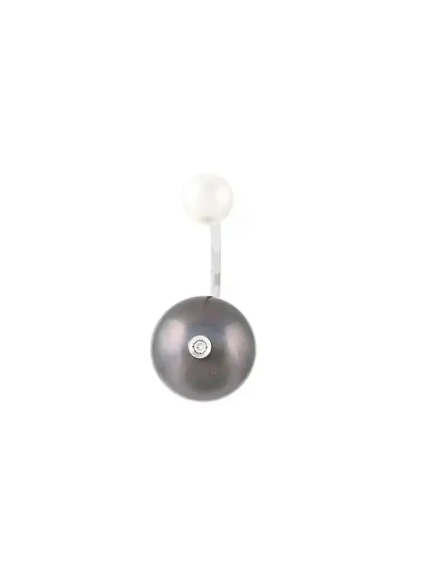 Delfina Delettrez 18kt White Gold 'pearl Piercing' Diamond Single Earring - Grey