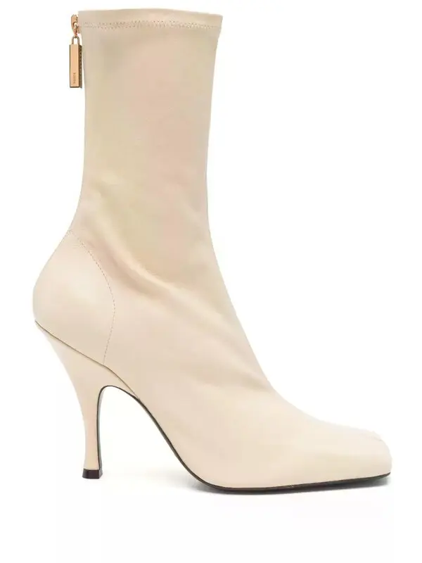 Khaite 100mm Eva Stiletto Boots - Neutrals