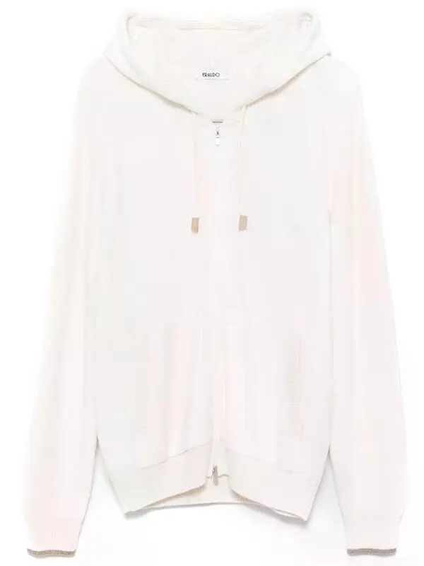 ERALDO Ribbed-knit Hoodie - Neutrals