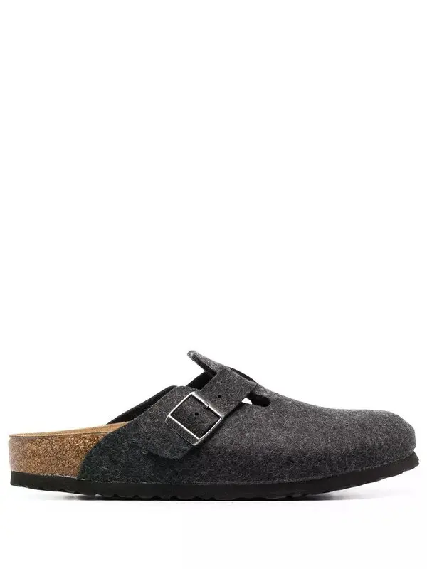 BIRKENSTOCK Boston Buckled Wool Slippers - Grey