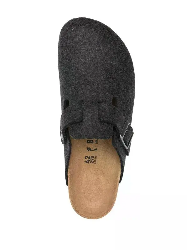 BIRKENSTOCK Boston Buckled Wool Slippers - Grey