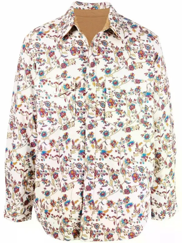 MARANT Floral-print Cotton Shirt Jacket - Neutrals