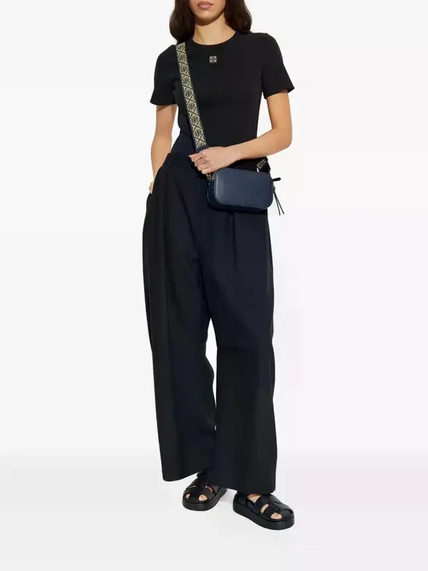 Tory Burch Ribbed Cotton T-shirt With Logo Patch - Black