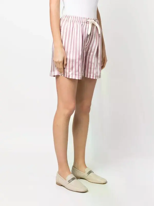 Brunello Cucinelli Striped Drawstring Mini Shorts