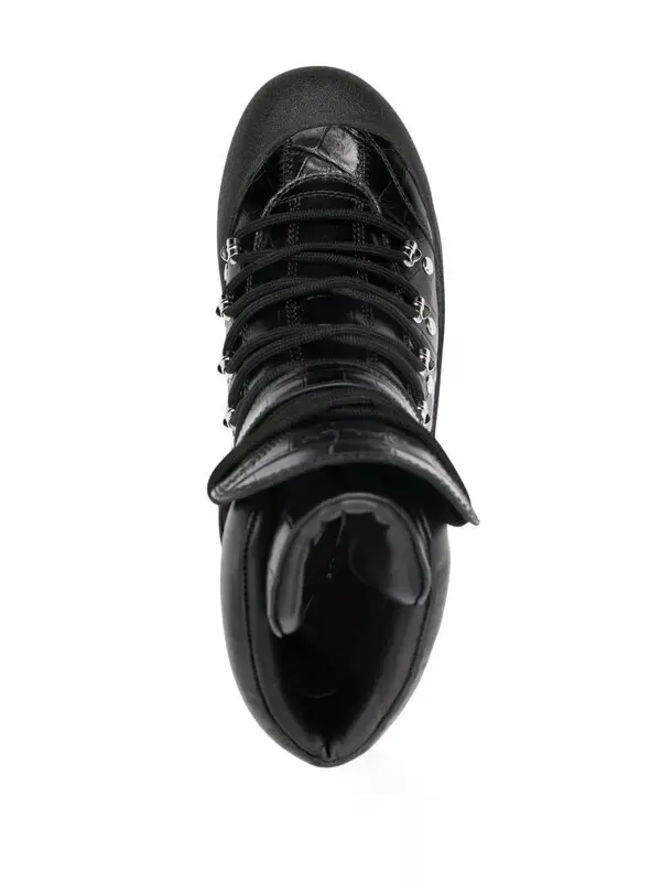 Bally Embossed Crocodile Lace-up Boots