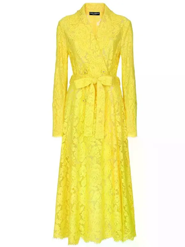 Dolce & Gabbana Cordonetto-lace Trench Coat - Yellow