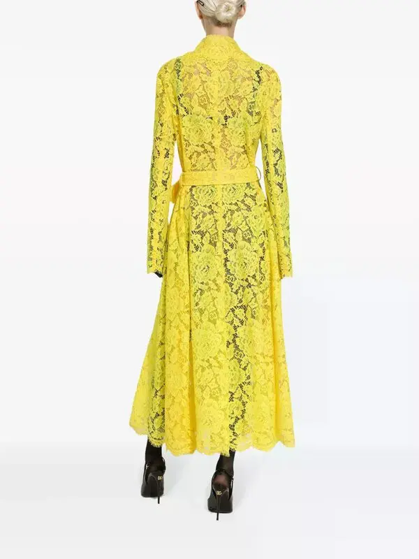 Dolce & Gabbana Cordonetto-lace Trench Coat - Yellow