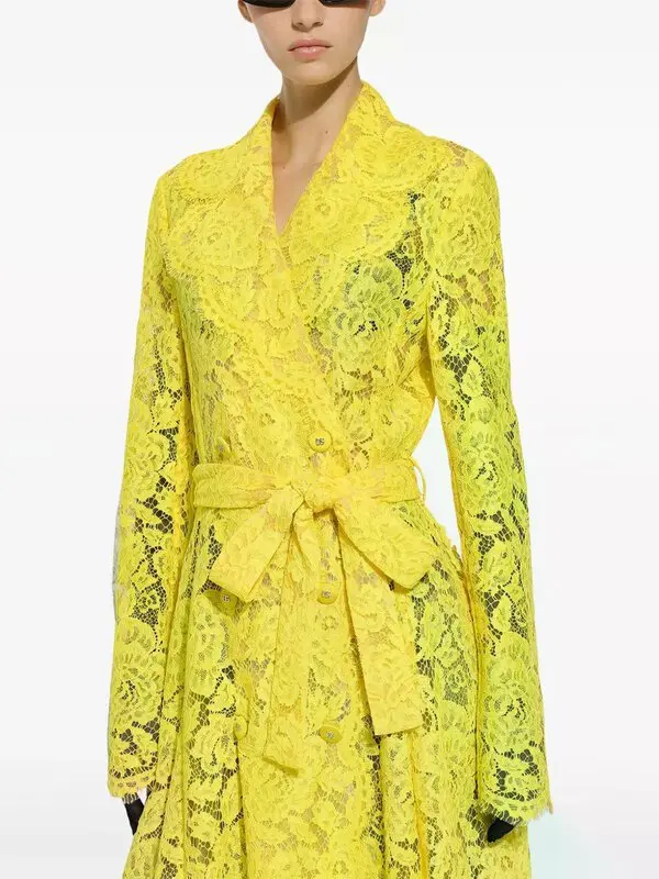 Dolce & Gabbana Cordonetto-lace Trench Coat - Yellow