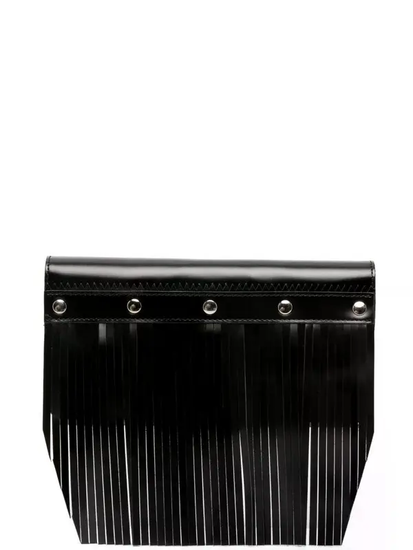 Comme Des Garçons Stud-embellished Fringed Leather Wallet - Black