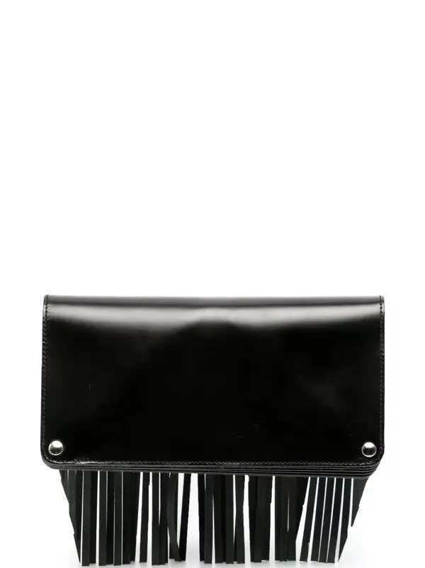 Comme Des Garçons Stud-embellished Fringed Leather Wallet - Black