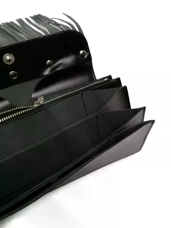 Comme Des Garçons Stud-embellished Fringed Leather Wallet - Black