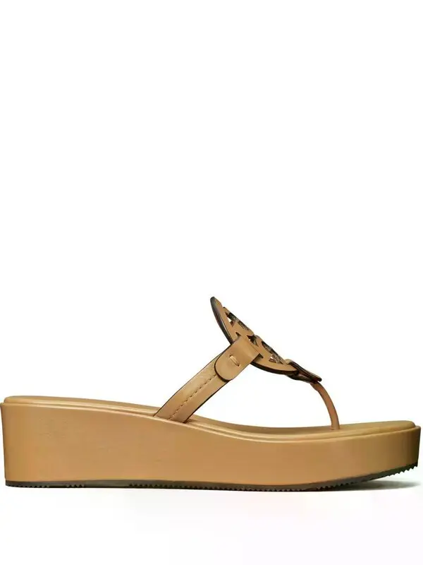 Tory Burch Miller Wedge Thong Sandals - Neutrals