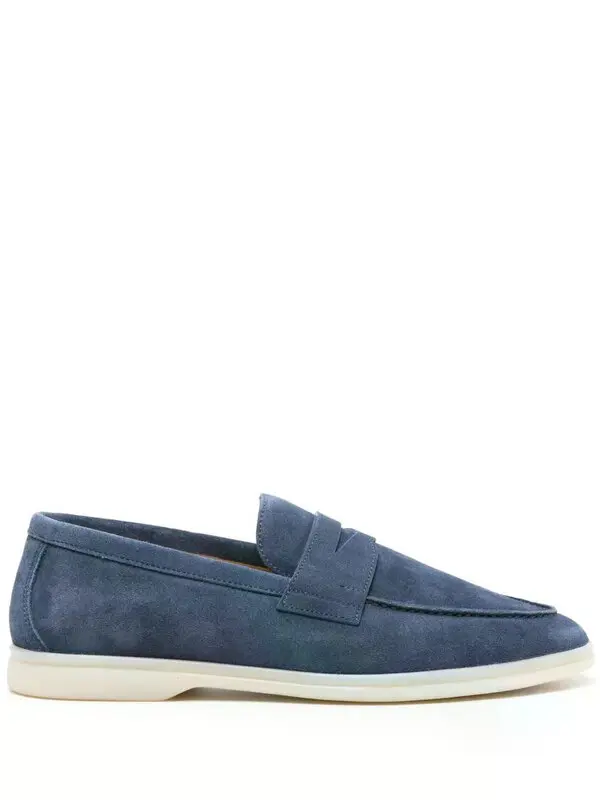 SCAROSSO Luciano Suede Penny Loafers - Blue