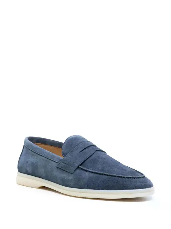 SCAROSSO Luciano Suede Penny Loafers - Blue