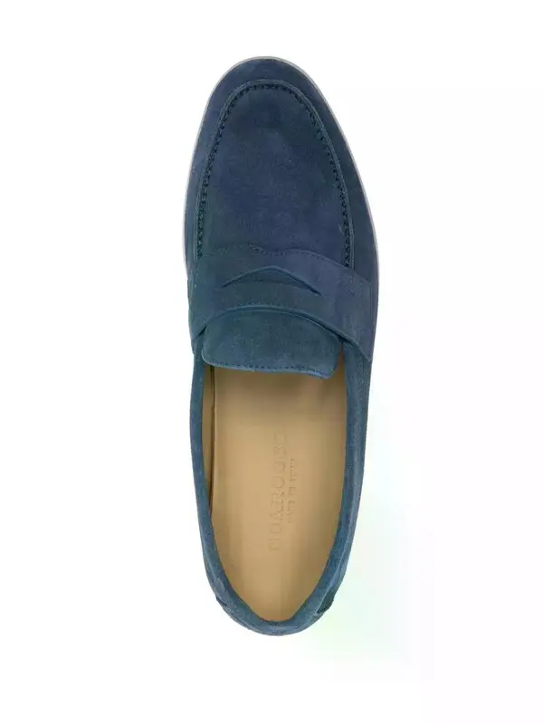 SCAROSSO Luciano Suede Penny Loafers - Blue