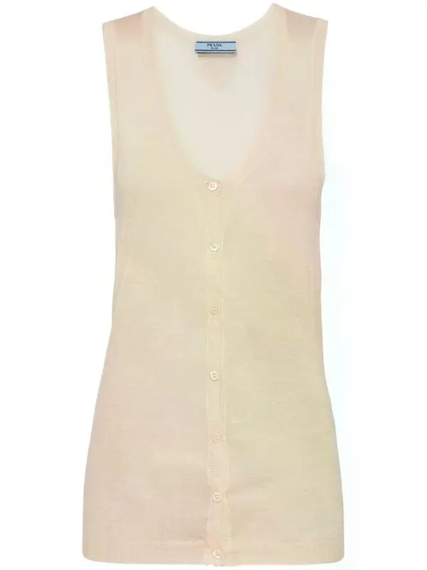 Prada Buttoned Cashmere Tank Top