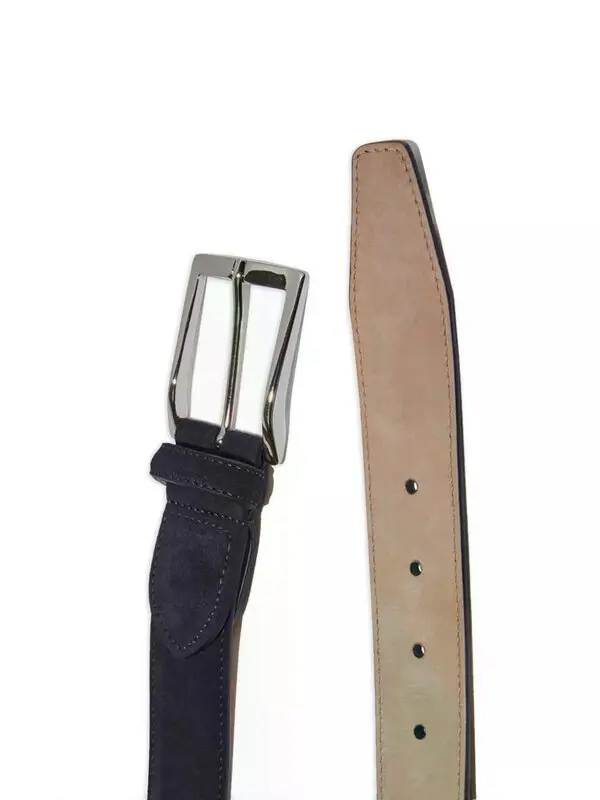 SCAROSSO Reversible Suede Belt With Polished Metal Buckle