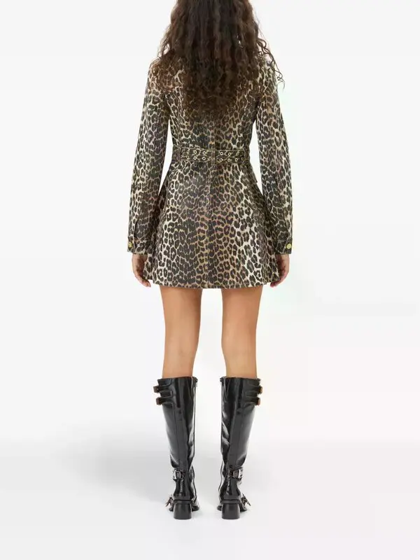 GANNI Leopard-print Denim Dress