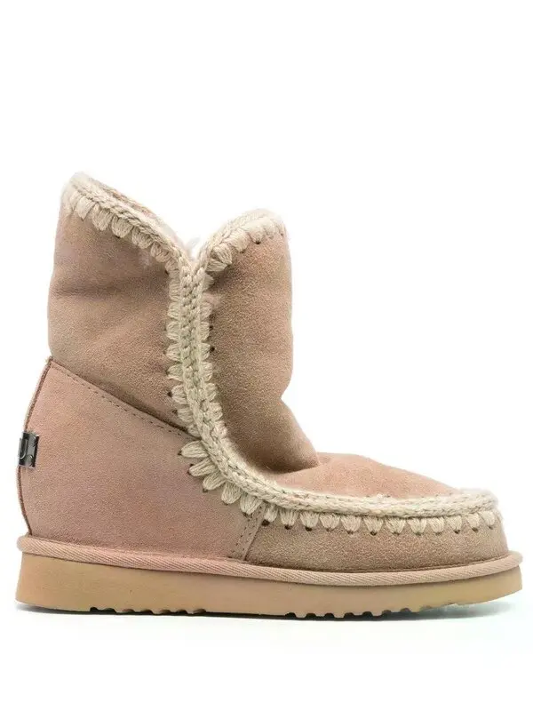 Mou Faux Fur-lined Calf Leather Ankle Boots - Neutrals