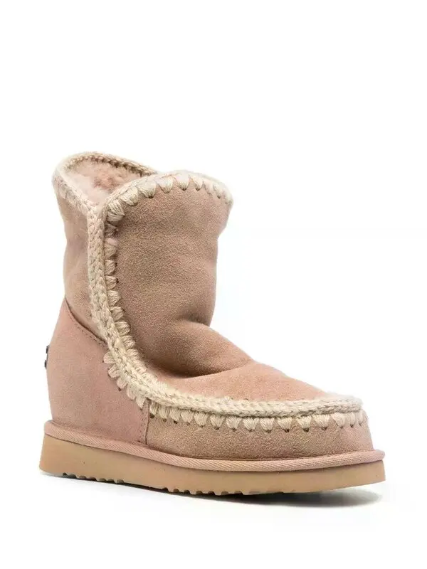 Mou Faux Fur-lined Calf Leather Ankle Boots - Neutrals