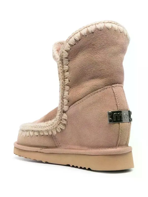 Mou Faux Fur-lined Calf Leather Ankle Boots - Neutrals