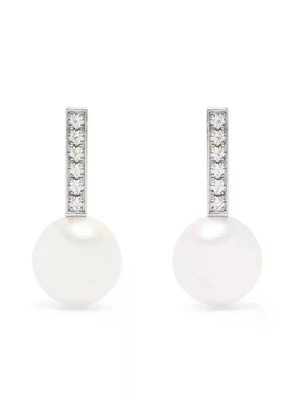 TASAKI 18kt White Gold Akoya Pearl And Diamond Earrings - Silver