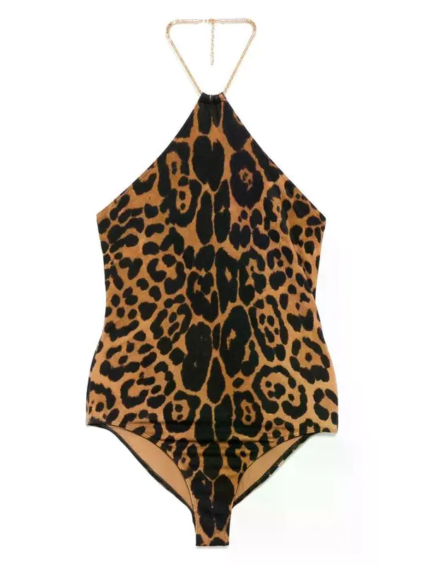 TOM FORD Leopard-print Halterneck One-piece Swimsuit - Brown