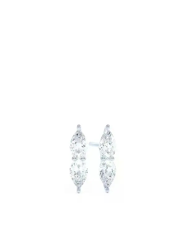 LOEV 18kt Recycled White Gold Diamond Double Pear Earrings - Silver