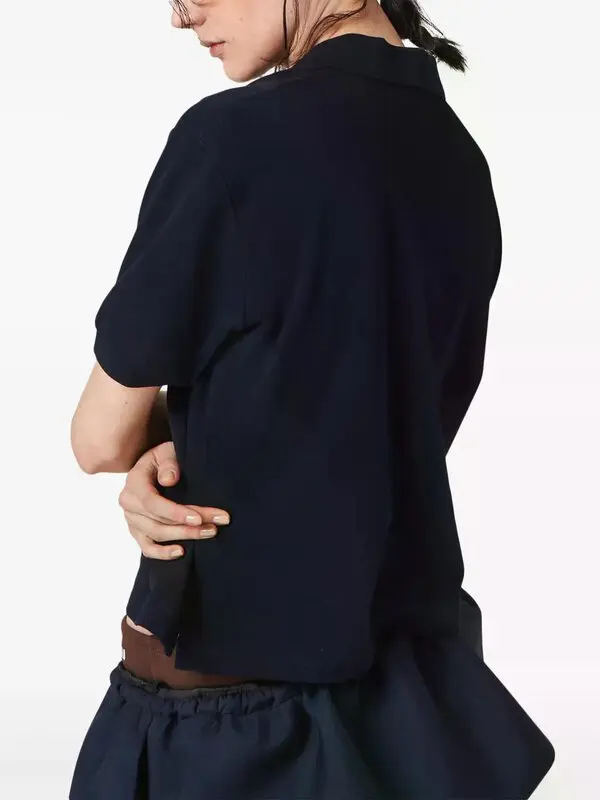 Miu Miu Cotton Piqué Polo Shirt With Embroidered Logo - Blue