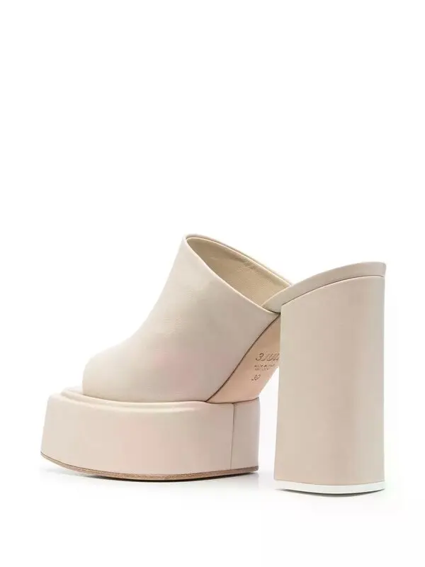 3JUIN Leather Block Heel Sandals