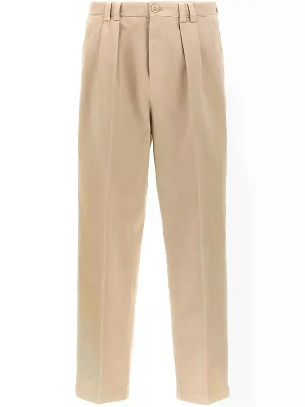 Brunello Cucinelli Mid-rise Tapered Cotton Trousers