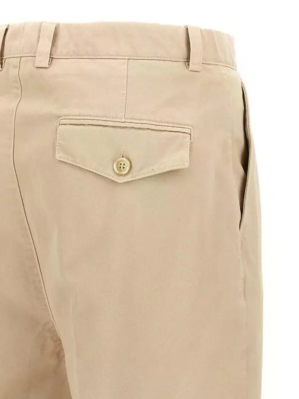 Brunello Cucinelli Mid-rise Tapered Cotton Trousers