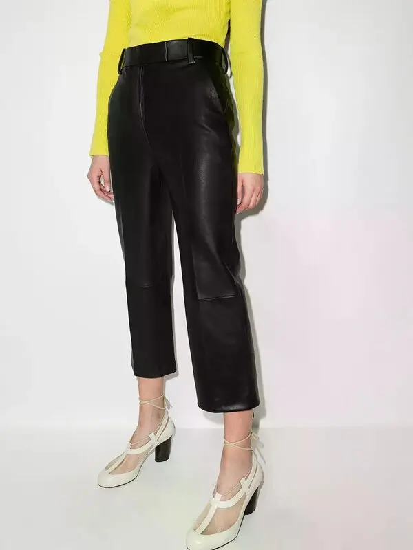 Khaite Melie Cropped Leather Trousers