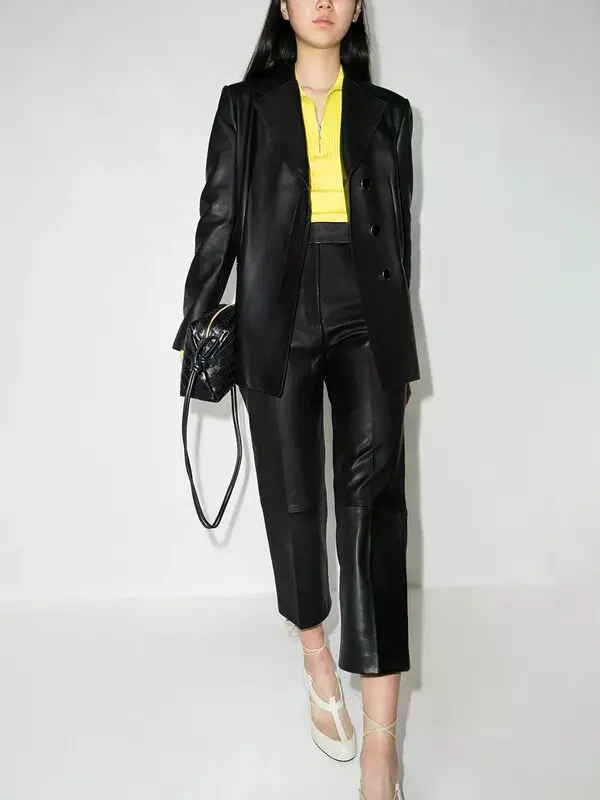 Khaite Melie Cropped Leather Trousers