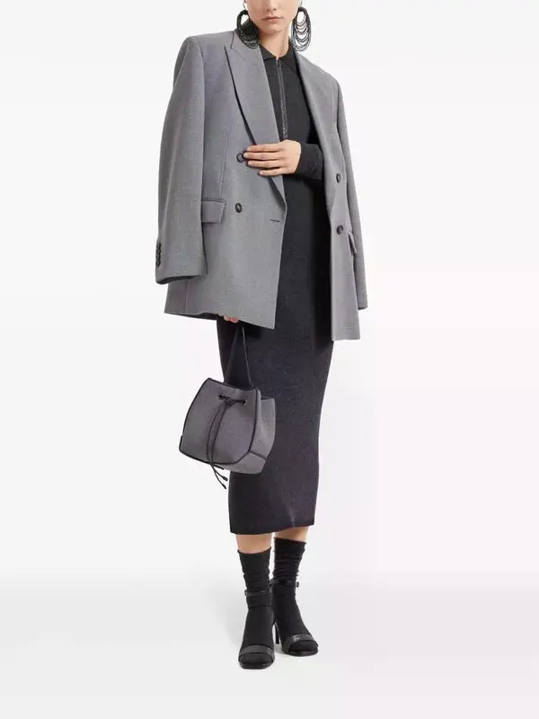 Brunello Cucinelli Ribbed Knit Midi Dress With Monili Trim