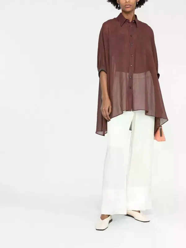 Brunello Cucinelli Semi-sheer Asymmetric Hem Blouse