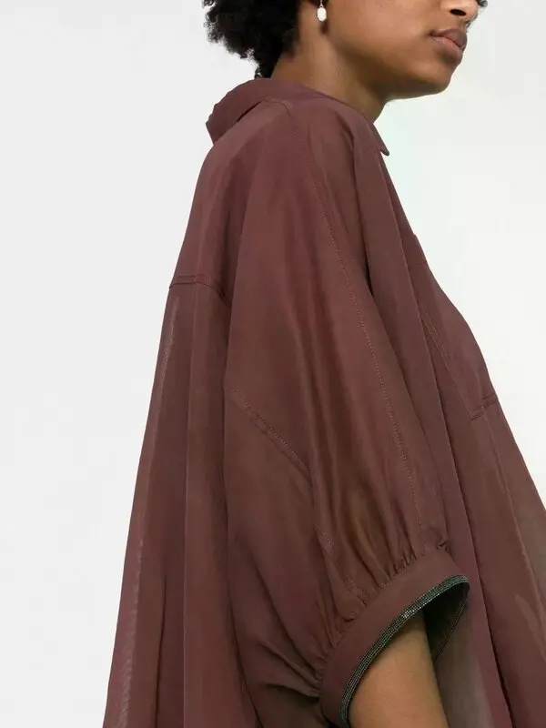 Brunello Cucinelli Semi-sheer Asymmetric Hem Blouse